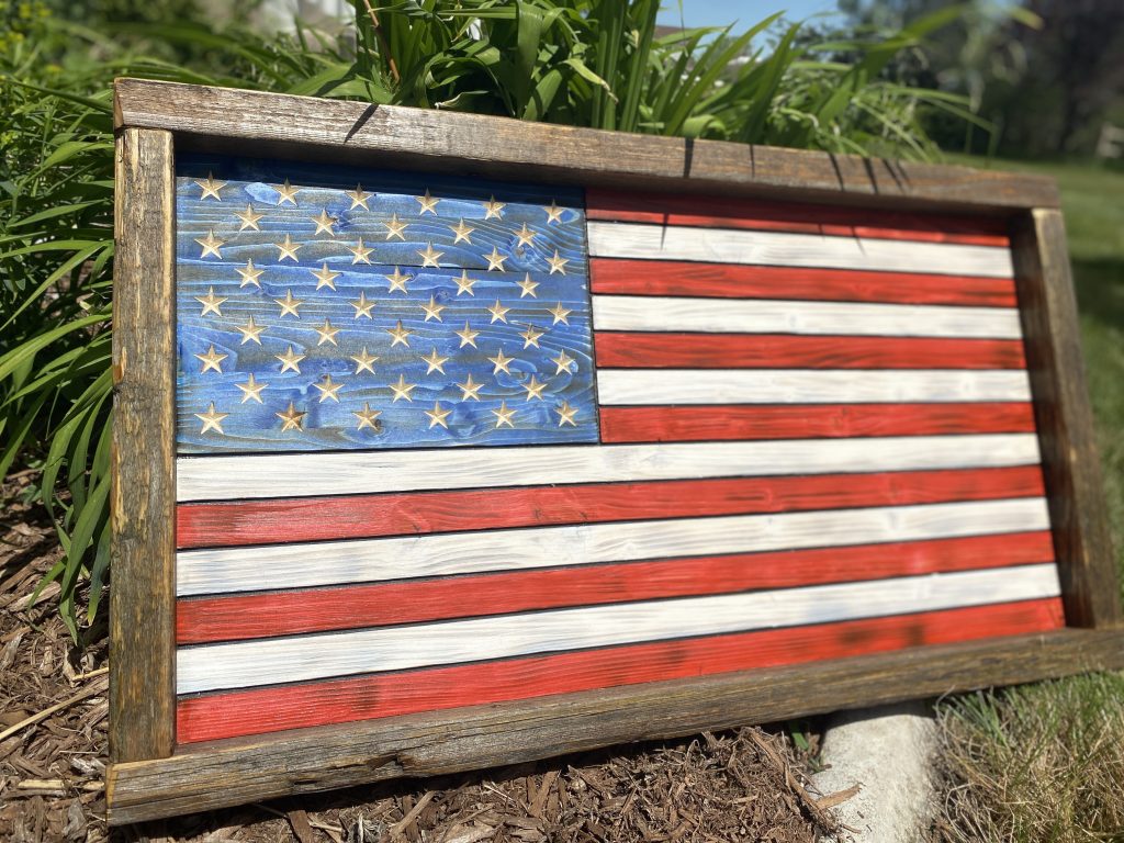 Rustic American Flag with Optional Barn Wood Frame - Custom Wood ...
